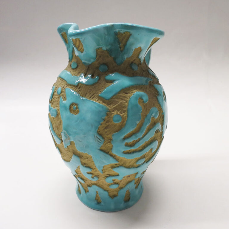 Vintage RARE Sgraffito Turquoise PV Peasant Village Italian Pitcher ...